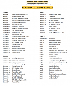 2020-21 KHSA Calendar – Kensington Health Sciences Academy